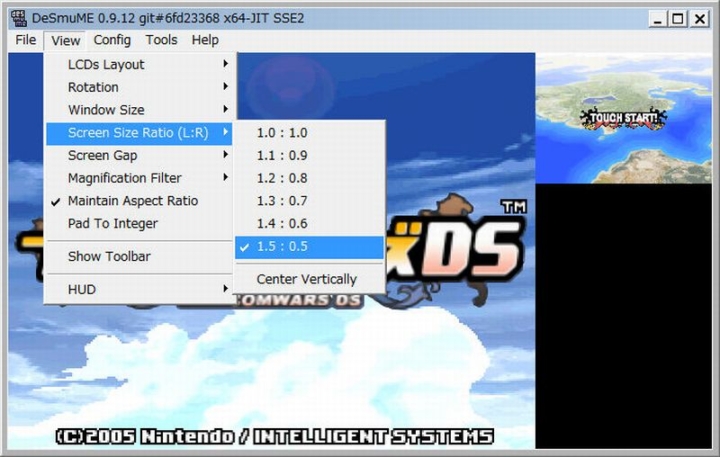 NDSエミュ DeSmuMEでメインとサブ画面の比率が変更出来るようになっていた件 | EmuLog